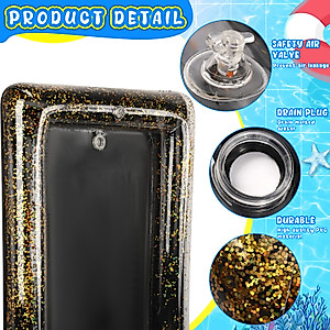 2 Pieces Inflatable Serving Bar Glittering Confetti Food Cooler Buffet with Drain Plug, Inflatable Ice Serving Bar for Food and Drinks for Pool and Outdoor Events(Black)