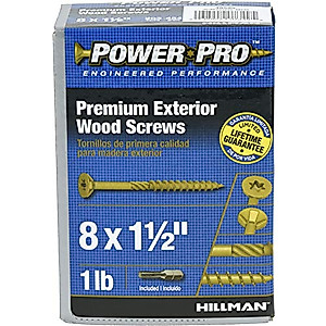 Power Pro 48595 Wood Screws, #8 x 1-1/2", Premium Outdoor Deck Screws, Rust Resistant, Epoxy Coated Bronze, 1lb Box, 203 pcs