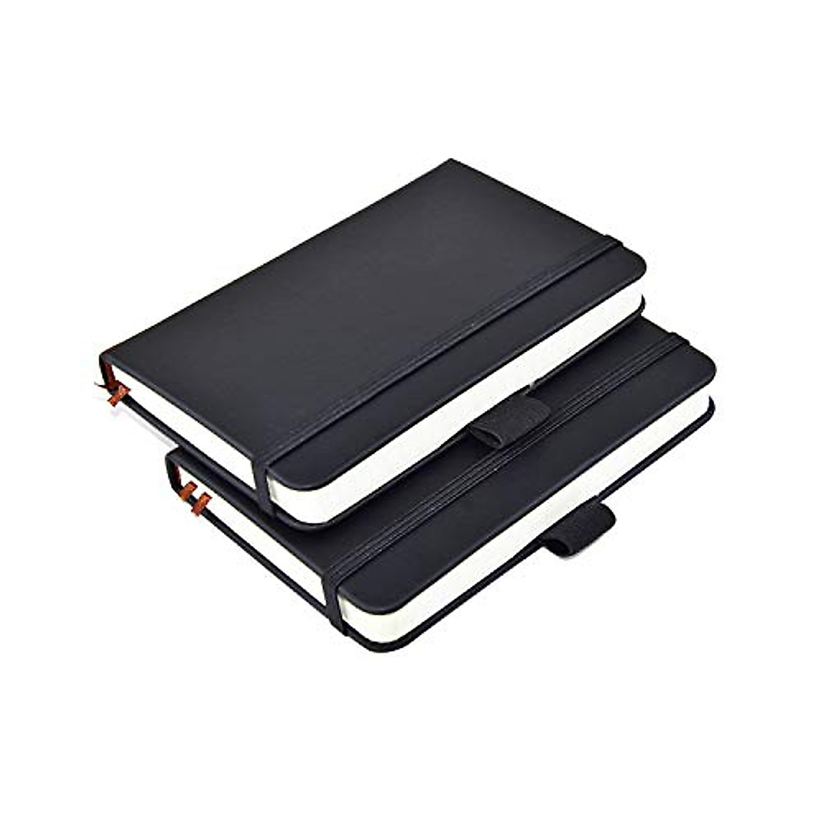 2-Pack Pocket Notebook Pocket Size 3.5" x 5.5" Hardcover Bound Journal Blank Paper Mini Notepad with Pen Holder Inner Pocket Black Leather Bound for Journal Sketchbook Composition Notebook