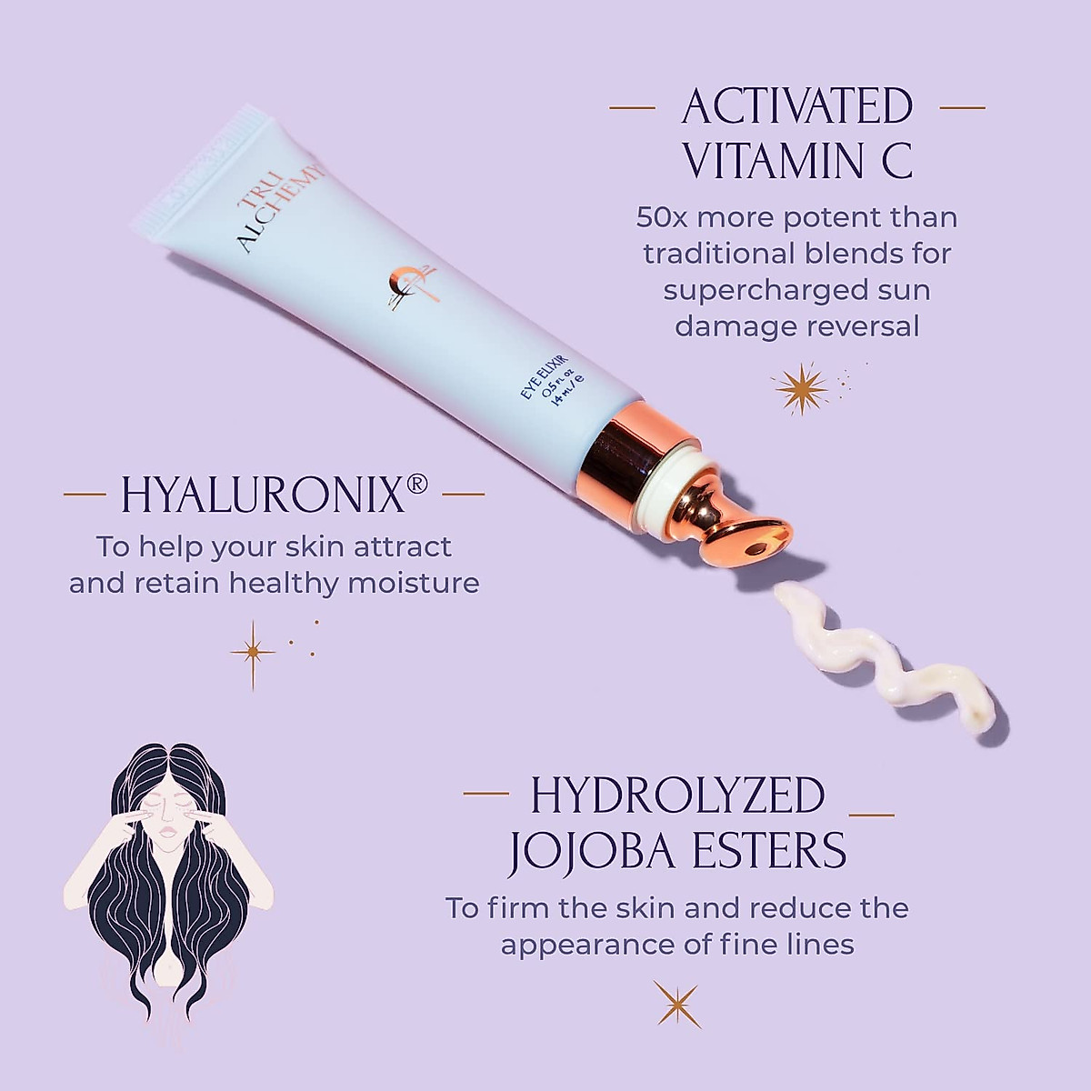 Tru Alchemy Eye Elixir Cooling Eye Treatment Cream - Dark Circle Eye Cream for Puffiness and Bags Under Eyes - Caffeine, Hyaluronic Acid, Vitamin C