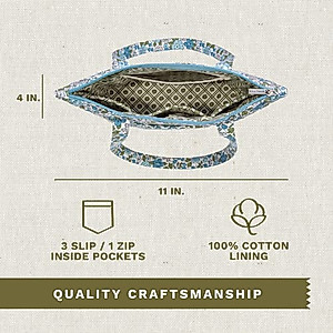 Bella Taylor Country Floral Feedsack Collection, Quilted Cotton Small Shoulder Tote Bag with Zipper for Women, Delicate Floral Blue