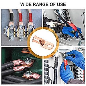 SVAAR 1/0 AWG-3/8" Battery Cable Lugs 10pcs 0 Gauge Copper Wire lugs, Heavy Duty Battery Cable Ends,0 AWG Lugs UL Listed Closed End Eyelets Tubular Ring Terminal Connectors with 3:1 Heat Shrink Tube