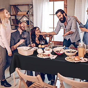 Black Table Cloth Rectangle Table 2 Pack Black Tablecloth Plastic Table Cloth Disposable Table Cloths for Parties Halloween Tablecloth Disposable Tablecloths Waterproof Plastic Table Cover 54" x 108"