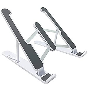 Adjustable Laptop Stand for Desk, Portable Computer Stand Laptop Riser for Desk, Fold able Laptop Holder, 6 Angles Computer Riser, Compatible with 9-15.6 Inch Laptops, Phone, Tablets, Books (White)