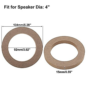 X AUTOHAUX 2 Pcs 4" Universal Wooden Car Speaker Subwoofer Mounting Spacer Rings Adapter Bracket Holder Plate