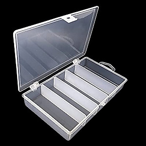 Honbay Clear Visible Plastic Fishing Tackle Accessory Box Fishing Lure Bait Hooks Storage Box Case Container Jewelry Making Findings Organizer Box Storage Container Case (M:7"x4.3"x1.2")