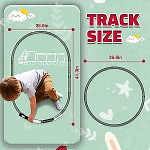 deAO Christmas Train Set Toys for Kids, Toy Train Track Locomotive Engine Battery Powered Railway Kits with Road Signs and Tracks Birthday Gifts for Age 3 4 5 6 7