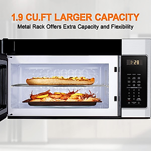 30 Inch Over the Range Microwave Oven, GASLAND Chef OTR1902S Over the Stove Microwave with 1.9 Cu. Ft. Capacity, 1000 Watts, 400 CFM Exhaust Fan and LED Light, 13.5" Glass Turntable, Stainless Steel