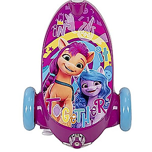 Huffy 6V My Little Pony Toddler Scooter For Kids Ages 2-4, Bubble Machine Scooter, 3 Wheel Balance Design, 2MPH Speed Button, Simple Wall Charger, Bubble Solution and Charger Included
