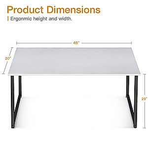 Coleshome 40 Inch Computer Desk, Modern Simple Style Desk for Home Office, Study Student Writing Desk, White Black