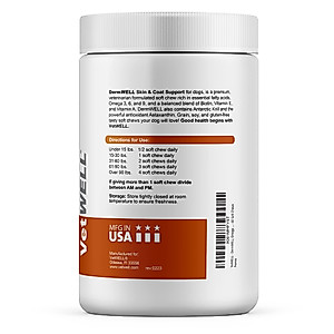 VetWELL Omega 3 Supplement for Dogs with Antarctic Krill Oil, Astaxanthin, Omega 3 6 9, EPA, DHA for Amazing Skin and Coat (60 Count)