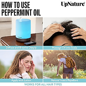 UpNature Peppermint Essential Oil - 100% Natural, Premium Quality Aromatherapy Oil- Pure Peppermint Oil for Hair Growth, Eases Head Tension, Pregnancy Essentials Soothes Aches, gifts under 10 dollars