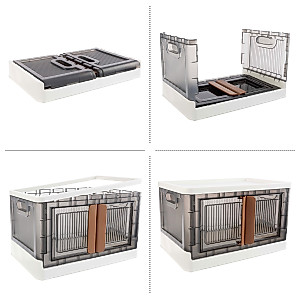 Home-Complete Collapsible Storage Bin - 8.4 Gal Large Capacity Organizer with Lid, Double Doors, and Wheels - Stackable Storage Containers