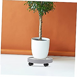 SECFOU Flower Pot Bracket Wheel Dolly Heavy Duty Dolly Round Planter Wheeled Potted Plant Stand Heavy Duty Plant Stand Rolling Plant Caddy Succulent Pot Tray Movable Planter Stand Grey