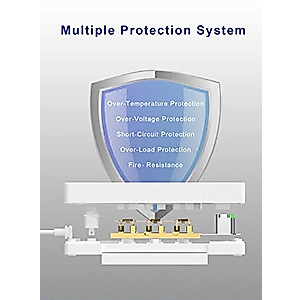 Leadchuang 1875W Power Strip Ultra-Flat Plug Extension Cord with USB C Ports, Surge Protector with 3 USB 3 AC Outlet, Mountable Flat 5 ft with Phone Stand for Kitchen, Home and Office