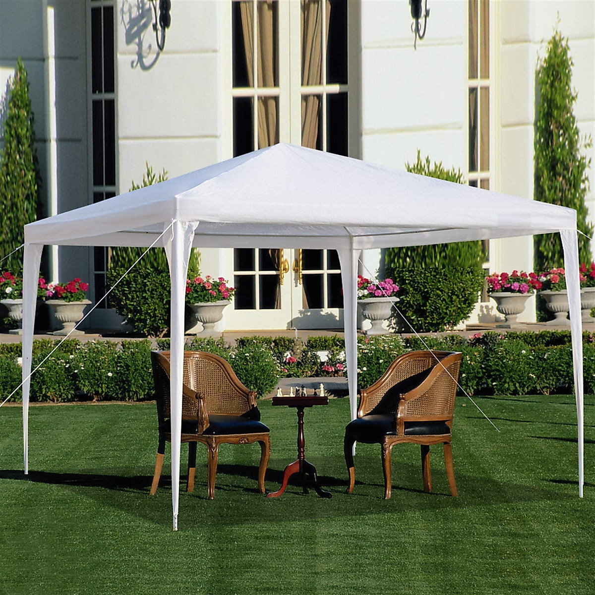 10'x10' Outdoor Party Tent,Canopy Tent Wedding Birthday Tent with 3 Sidewalls,Pop Up Canopy for Parties, White Canopy Tent Outside Gazebo Event Tents for Garden,Patio and Backyard