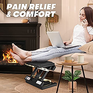 Vhelyom Foot Rest for Under Desk at Work, Height Adjustable Footrest with Massage Roller and Soft Pad, Foldable Ergonomic Foot Rest for Car, Underdesk, Home, Train(Black)