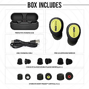 ISOtunes FREE 2.0 Listen Only: True Wireless Bluetooth Hearing Protection, No Microphone (For Workplace Compliance), Improved 25 dB Noise Reduction Rating, 79 dB Audio Output, OSHA Compliant