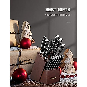 15 Pieces Kitchen Knife Set with Wooden Block Forged Premium German High Carbon Stainless Steel, Classic Triple Rivet Chef Knife, Super Sharp Knives, Perfect Cutlery Set Gift