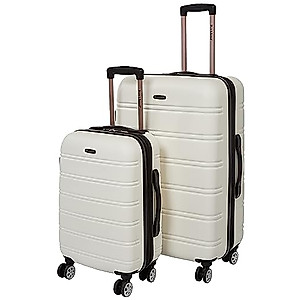 Rockland Melbourne Hardside Expandable Spinner Wheel Luggage, White, 2-Piece Set (20/28)