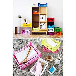 2 x AY-KASA - Midi-Box (Orange) Collapsible Storage Bin Container Basket Tote, Folding Basket Crate Container : Storage, Kitchen, Houseware Utility Basket Tote Crate