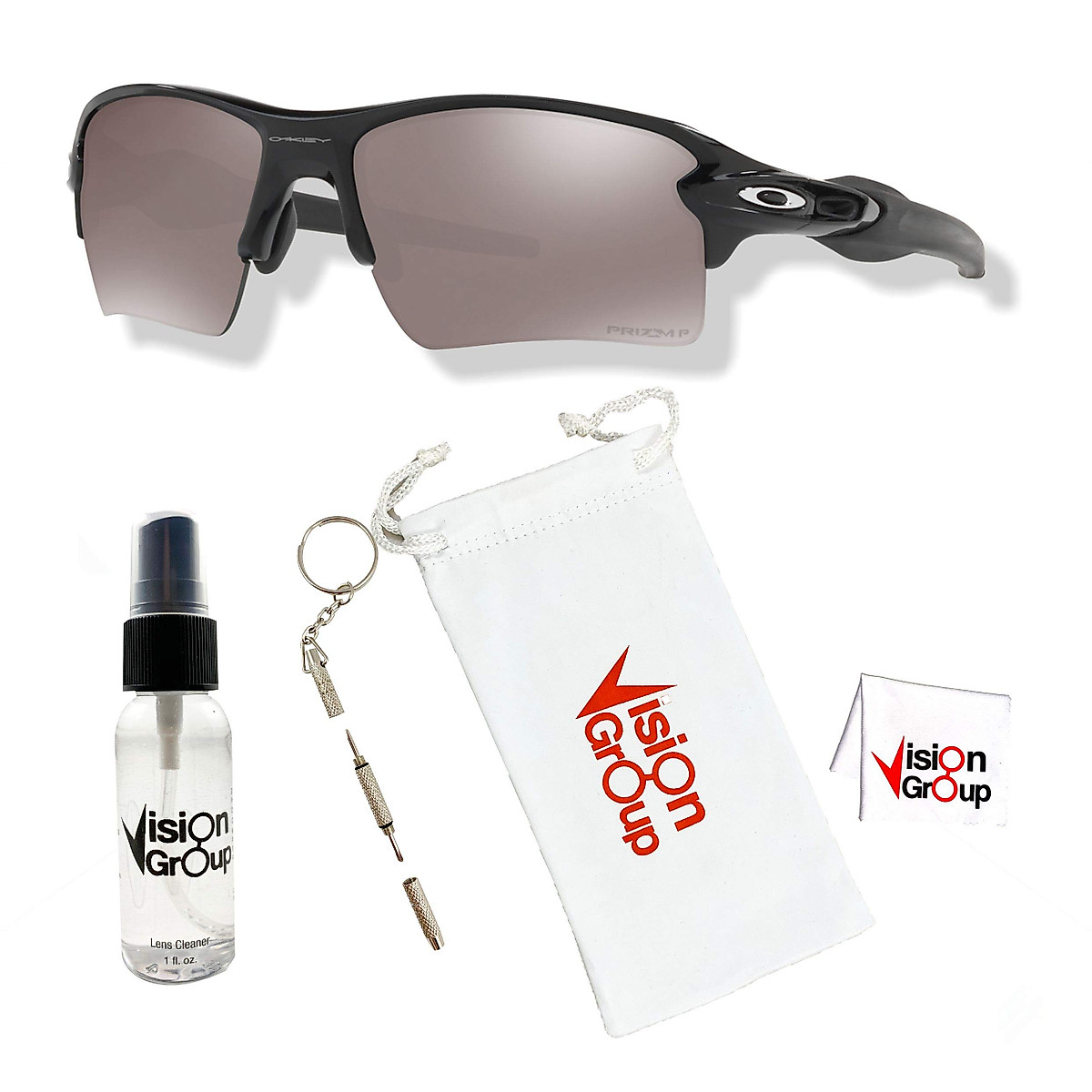 Oakley OO9188 Flak 2.0 XL Sunglasses + Vision Group Accessories Bundle for mens(Polished Black/Prizm Black Polarized (918872)