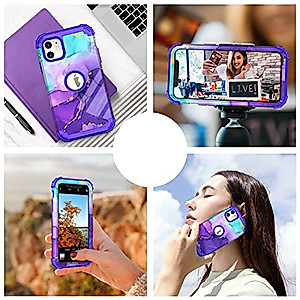 ZHOGTNEG for iPhone 11 6.1 inch case with 2pcs Tempered Screen Protector+1Pcs Len Camara Protector, Heavy Duty Shockproof Full-Body Protective Sturdy Hybrid Marble Case for Women,Girls,Kids