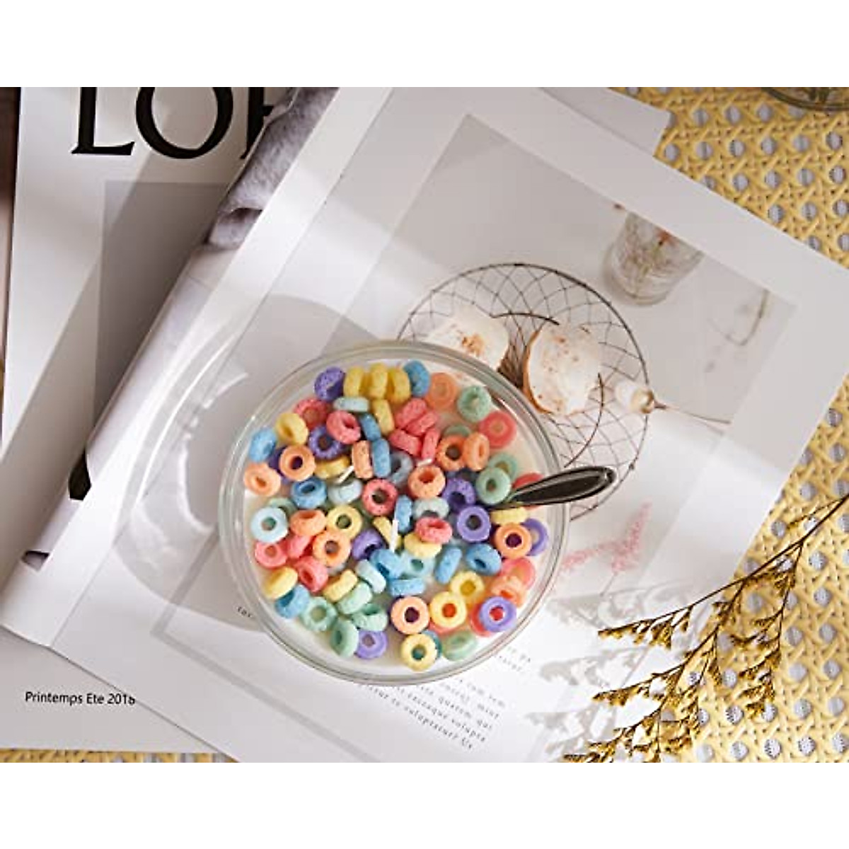 Cereal Candle Vanilla Candle Food Candles Gifts for Women Food Candles Fruit Loops Ice Cream Candle Soy Wax Vanilla Scented Cool Cute Candle Aesthetic Gifts Valentines Gifts (Cereal Bowl)