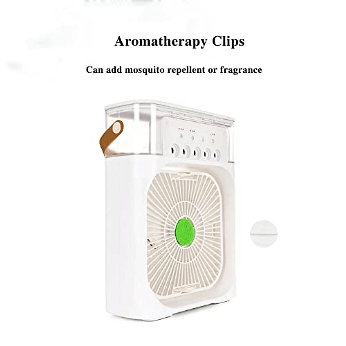 Portable Air Conditioners Fan, 4-IN-1 Personal Mini Cooling Unit with 3-Speeds, 5 Misting Holes, 7-Color Light, USB Handle, Auto Timer, Ideal for Room, Office, Travel (White)