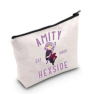 MEIKIUP The Owl House Inspired Makeup Bag Owl House Friends Group Gift The Owl House Fan Travel Toiletry Bag Hexside School of Magic and Demonics (AMITY Bag)