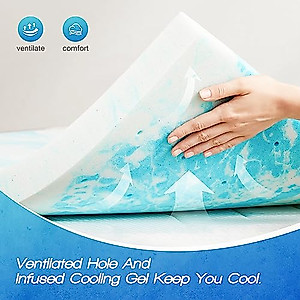Mattress Topper Twin - 2 Inch Memory Foam Cooling Gel Swirl Infused Bed Topper for Back Pain, CertiPUR-US Certified