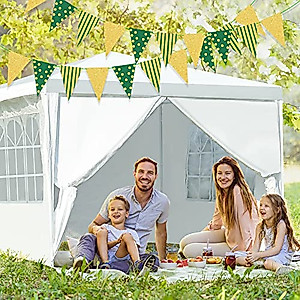 Green Gold Party Decorations, Hanging Glitter Paper Triangle Flag Pennant Banner for St. Patrick's Day Graduation Carnival Bachelorette Engagement Wedding Birthday Baby Bridal Shower 24.6Ft