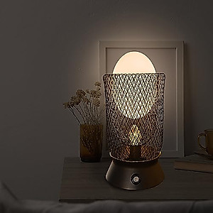 38°GARDEN LED Flame Table Lamp Battery Operated Rechargeable Ambience Lantern Metal Cage with Flickers Warm Light Touch Dimmable Bedside Lamp Cordless Nightlight Decor for Patio Porch Home Gift