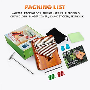 AARVI Kalimba Thumb Piano 17 Keys, Portable Mbira Finger Piano Gifts for Kids and Adults Beginners (yellow)