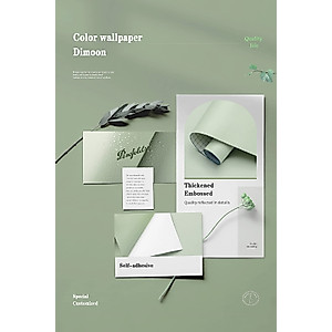 Dimoon 118''x17.7'' Green Peel and Stick Wallpaper Contact Paper Modern Self Adhesive Wall Paper Removable Renter Friendly Textured Solid Color Shelf Cabinet Vinyl Roll (118''x17.7'',Light Green)