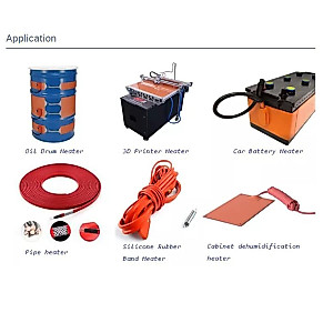 Harissess 5PCS Silicone Rubber Heating Pad,12V 7.5W Heating Baking Mats Electric Blanket Flexible Mat Constant Temperature 200℃ Max (50x50mm）