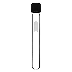 EISCO 24PK Test Tubes, 5ml - Bakelite Screw Cap with Rubber Liner - Borosilicate 3.3 Glass - 3.9" x 0.5"- Round Bottom - Blank Writable Area - Leak Proof