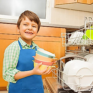 SINLAND Kids Apron with Pocket 2 Pack Children Chef Apron for Cooking Baking Painting (M:6-12 Years)