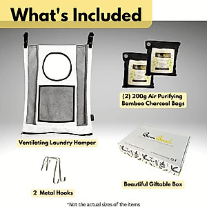 AIR PURIFYING & ODOR ELIMINATING Small Hamper for Specialty Loads - Hanging Laundry Hamper Bag - Nursery Hamper & Potty Training Kids Hamper - Hanging Hamper - Over the Door Laundry Hamper