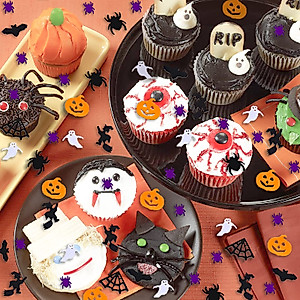 1100Pcs Halloween Confetti, Pumpkin Bat Witch Spider Confetti for Halloween Party Decorations,Metallic Foil Glitter Table Confetti Sprinkles