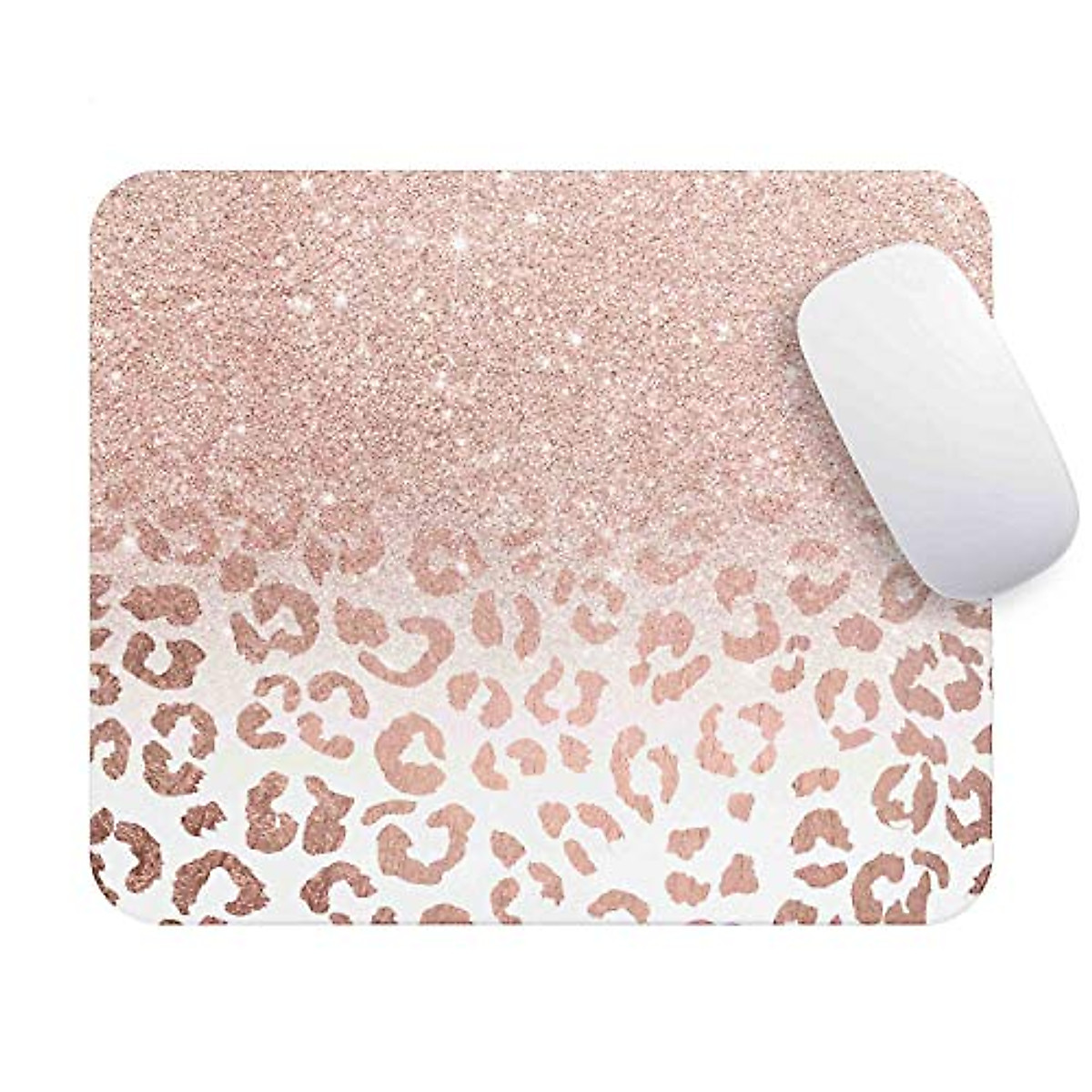 Pink Leopard Star Pattern Mouse Pad Desktop Decoration Personalized Custom Mouse Pad Non-Slip Rubber Mousepad 9.5 X 7.9 Inch