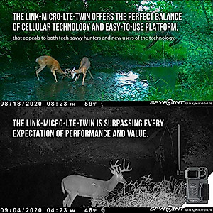SPYPOINT Link-Micro-LTE Twin Pack Cellular Trail Cameras - 4G/LTE,10MP Photos, Night Vision 4 LED Infrared Flash 80' Detection Range, 0.5S Responsive Trigger Speed, Cell Cam for Hunting-for USA only