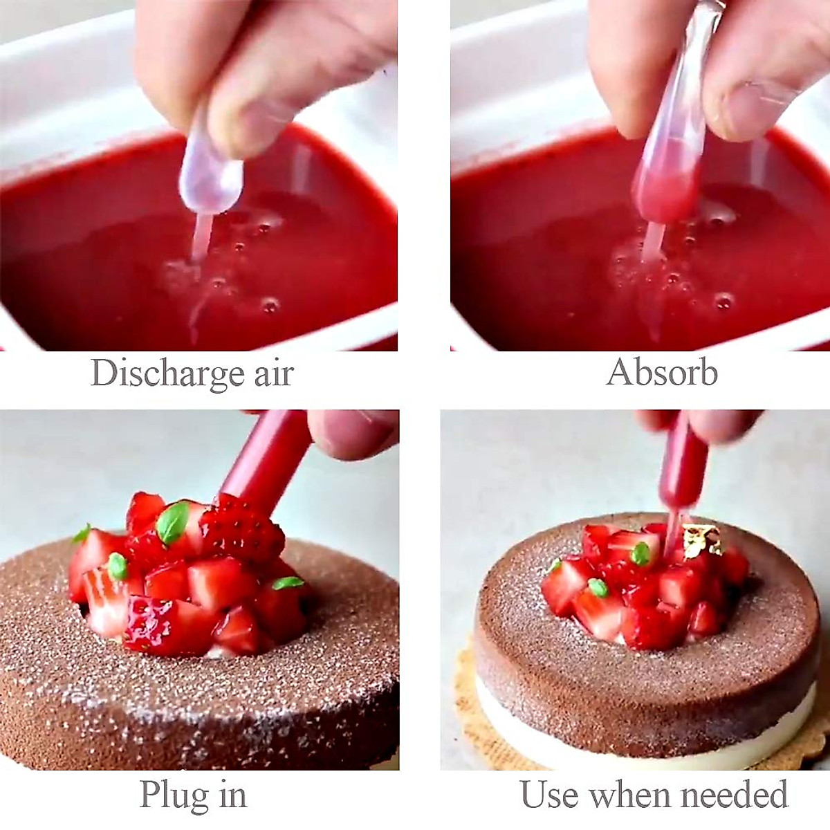 Cupcakes Pipettes,125PCS 4 ml Plastic Strawberry Pipettes Mini Pipettes Squeeze Dropper Liquid Injector Pipettes for Strawberries, Cupcake, Chocolate, Birthday Party and Holiday Decoration