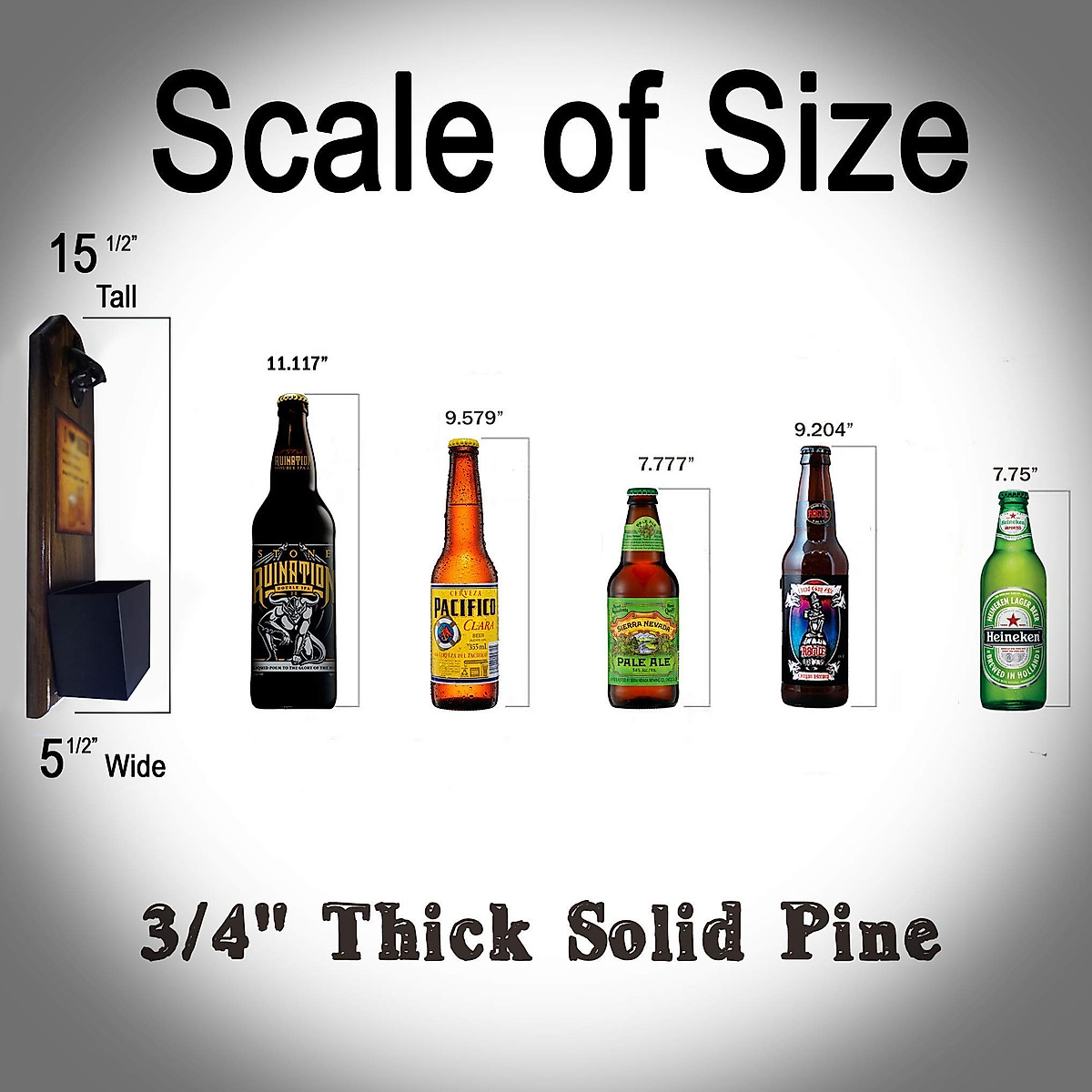 Beer Thirty Wall Mounted Bottle Opener and Cap Catcher- Handcrafted by a Vet - 100% Solid Pine, 3/4" Thick - Rustic Bottle Opener Sign and Bucket - Unique Gift that's Useable for Years!