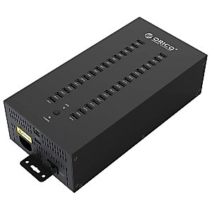 ORICO Industrial USB Hub, 300W Powered Data Hub, 30 Port USB 2.0 Splitter, Full Metal Case, Wall Mountable Support Phone/Tablet Charging, Refurbishing and Brush, Batch Data Transfer