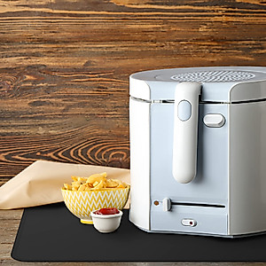 FLASLD Heat Resistant Mat for Air Fryer Site on, Fireproof Silicone Mats for Kitchen Counter, Countertop Protector, No-slip and Waterproof (16"X24", Black)