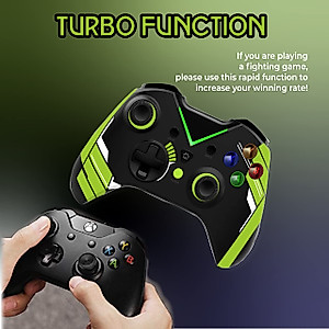 ETAMOON Wireless Gaming Controller compatible with Windows PC, Connection, USB Charging, LED Backlight (Black-green)