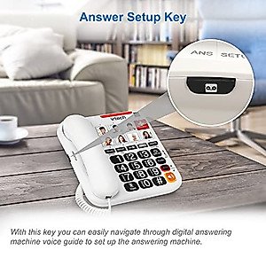 VTECH SN1127 Amplified Corded Answering System. 8 Photo Speed Dial, 90dB Ringer Volume, Big High-Contrast buttons, Audio Booster(+40db), Visual Ringer. Perfect for Seniors, Visually & Hearing Impaired