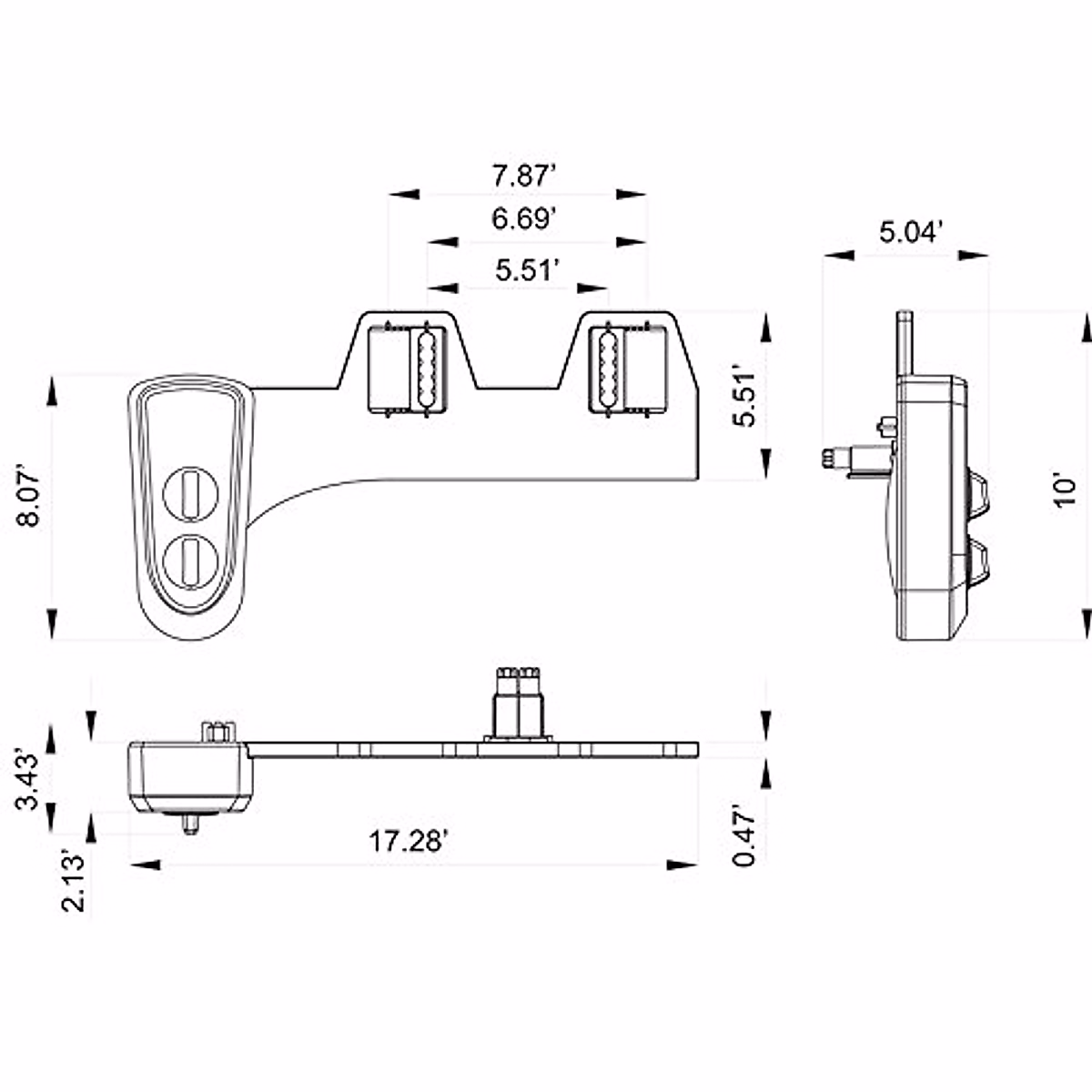 Bio Bidet ELITE 3 Bidet attachment, 17 1/4x8, White