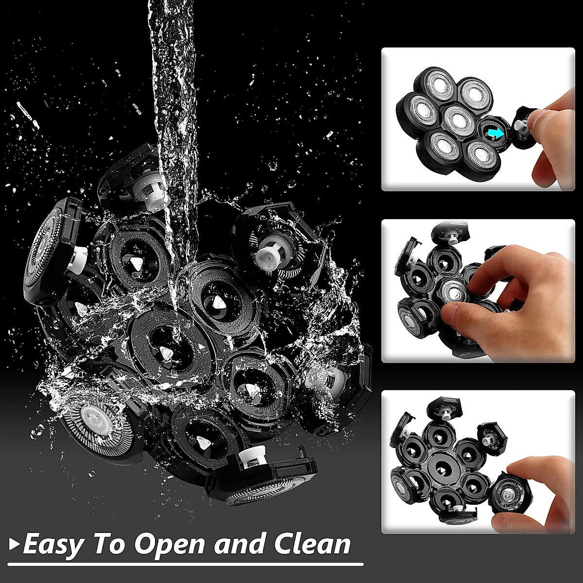 8 Heads Beard Cutter Replacement Blade, 8 Heads Electric Shaver, Bald Head Shaver Replacement Blades, Easy Install Electric Razor Shaver Head for Bald and Face